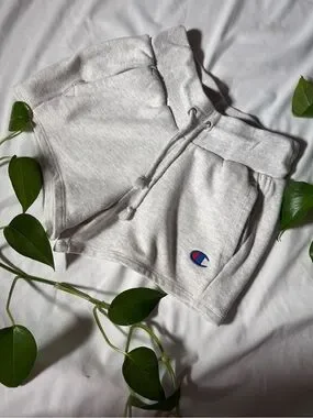 Champion | Shorts | Champion Light Heather Gray Terry Drawstring Logo ...